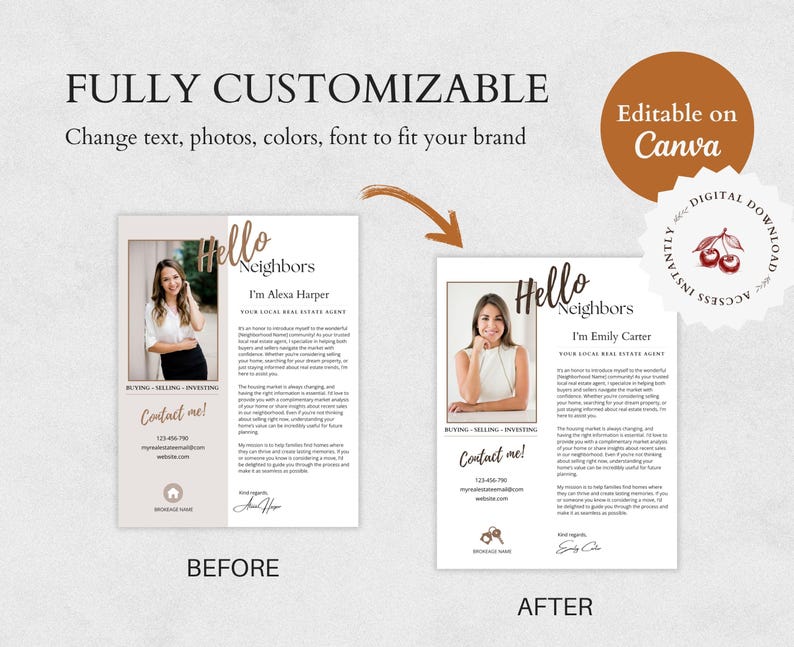 Real Estate Introduction Letter Template Hello Neighbor Letter for New ...