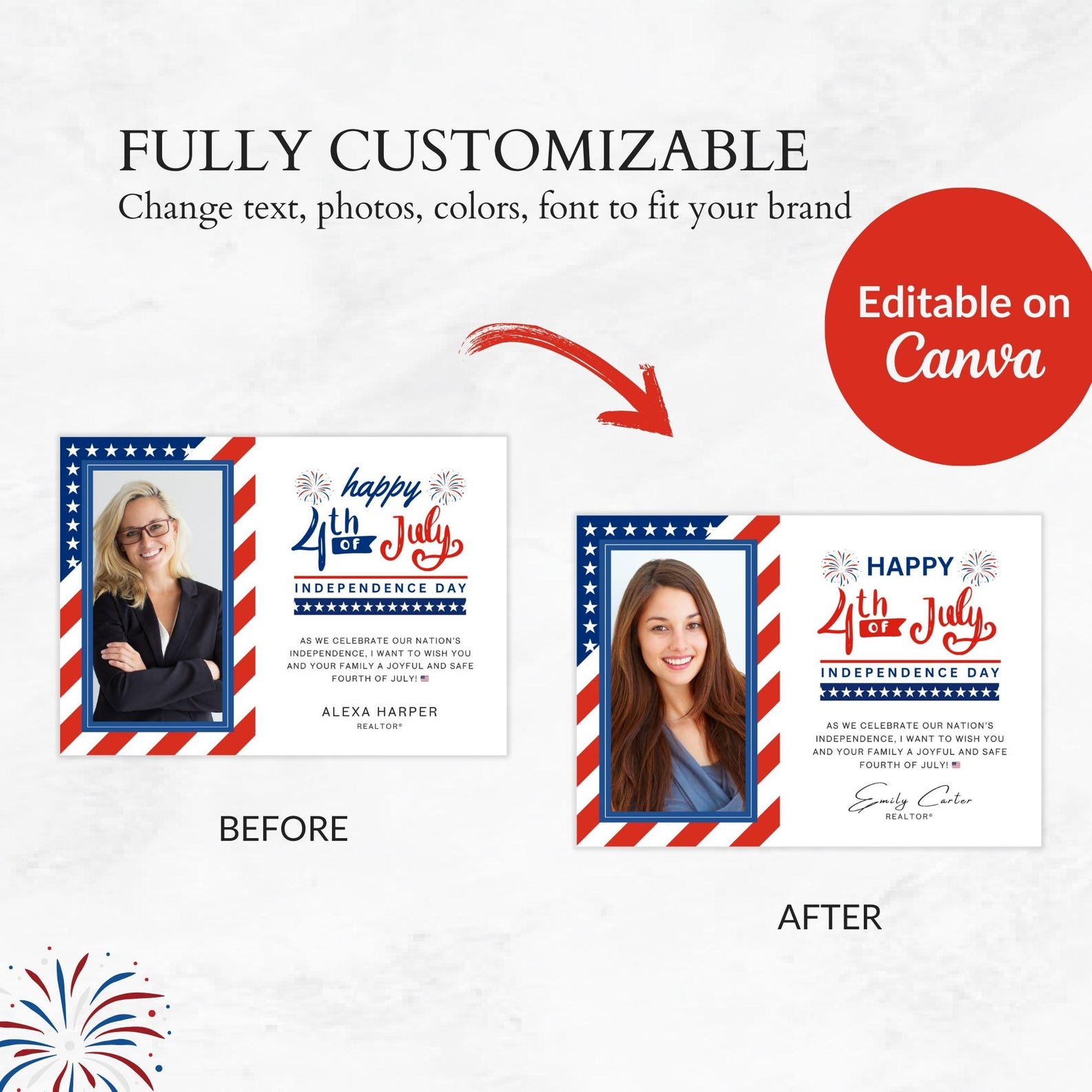 Real Estate 4th of July Postcard, Independence Day Realtor Marketing ...