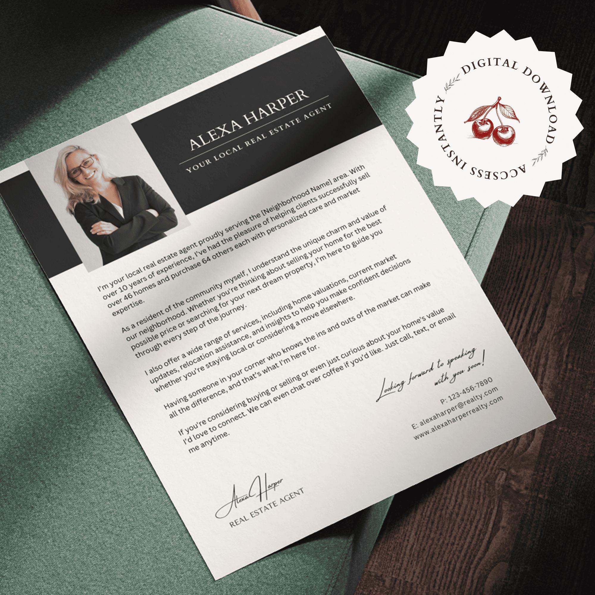 Real Estate Agent Introduction Letter, New Agent Hello Neighbor Flyer ...