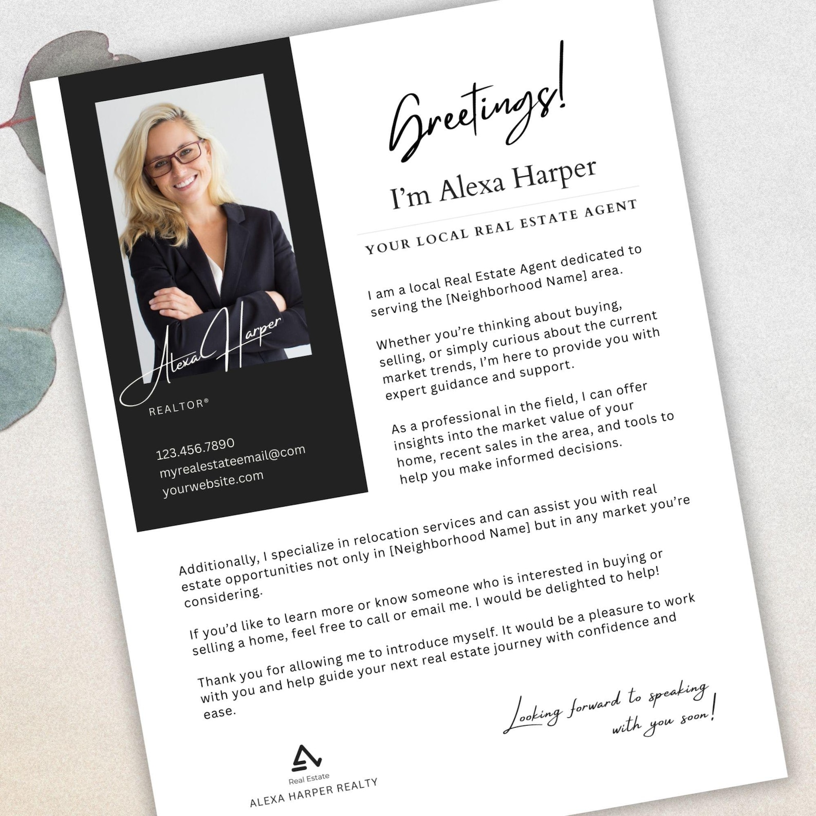 Real Estate Agent Introduction Letter, Realtor Introduction Flyer ...