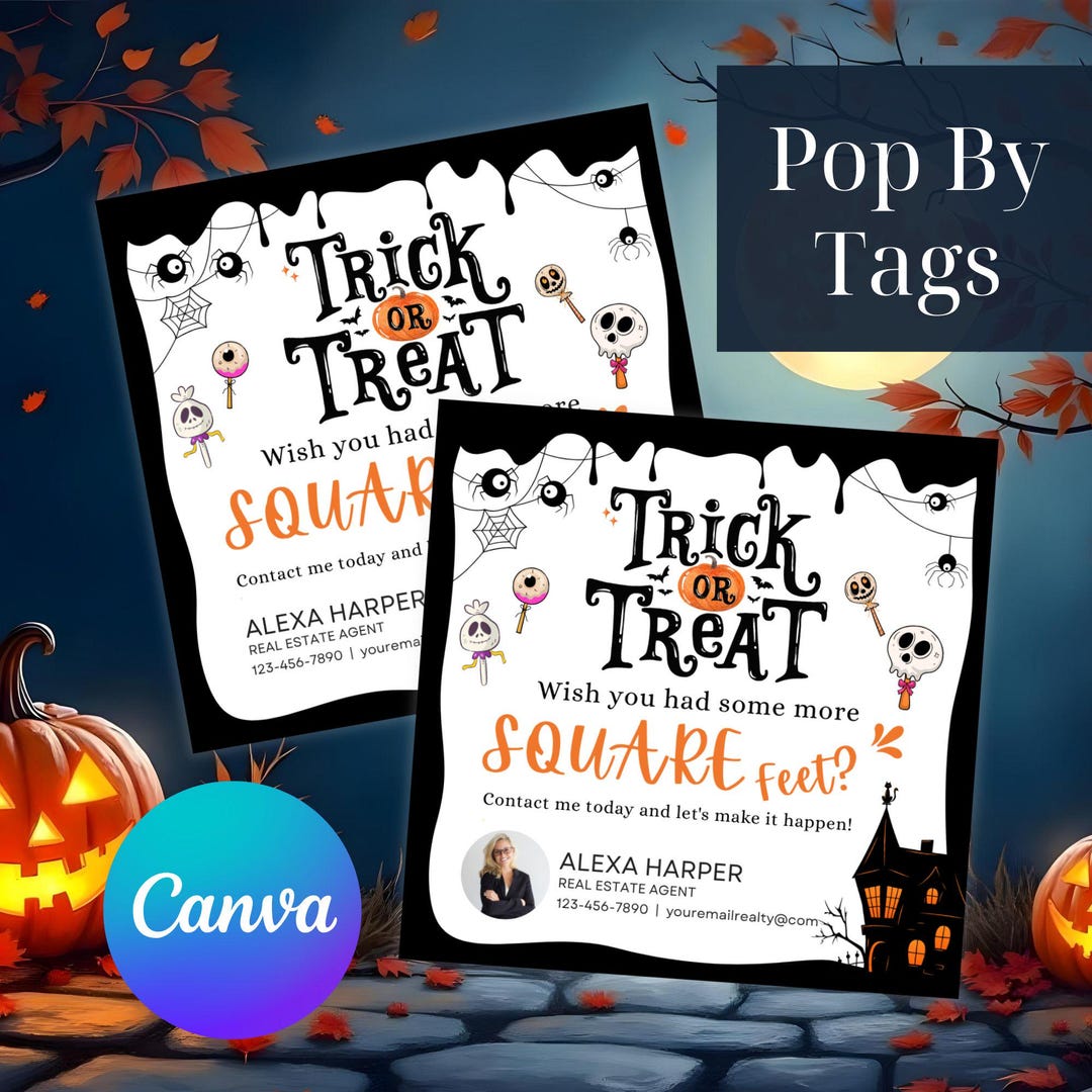 Halloween Realtor Gift Tag Halloween Real Estate Pop by Tag Printable ...