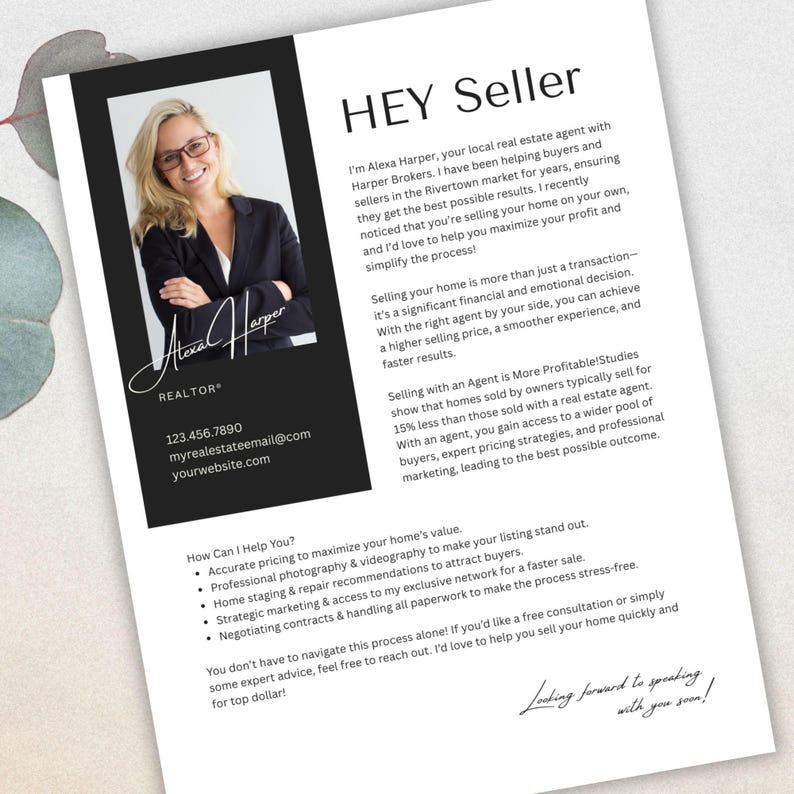 Real Estate FSBO Prospecting Letter, for Sale by Owner, Realtor ...