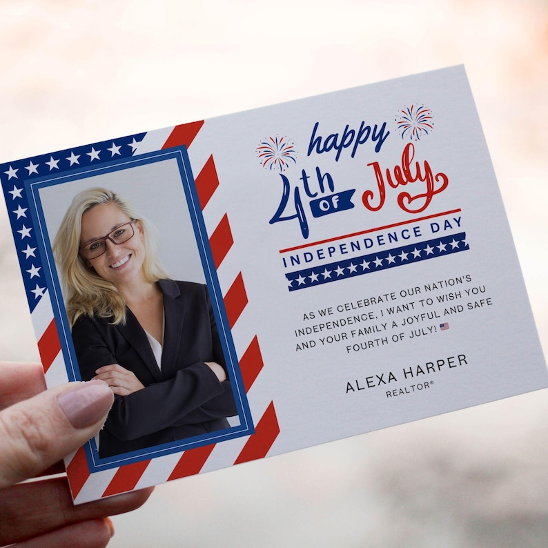 Real Estate 4th of July Postcard, Independence Day Realtor Marketing ...