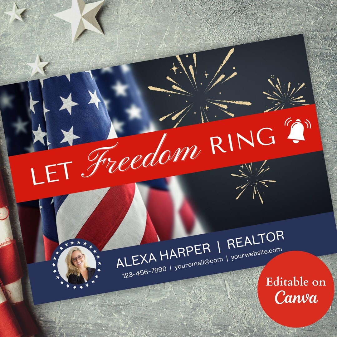 Real Estate 4th of July Postcard, Independence Day Realtor Marketing ...
