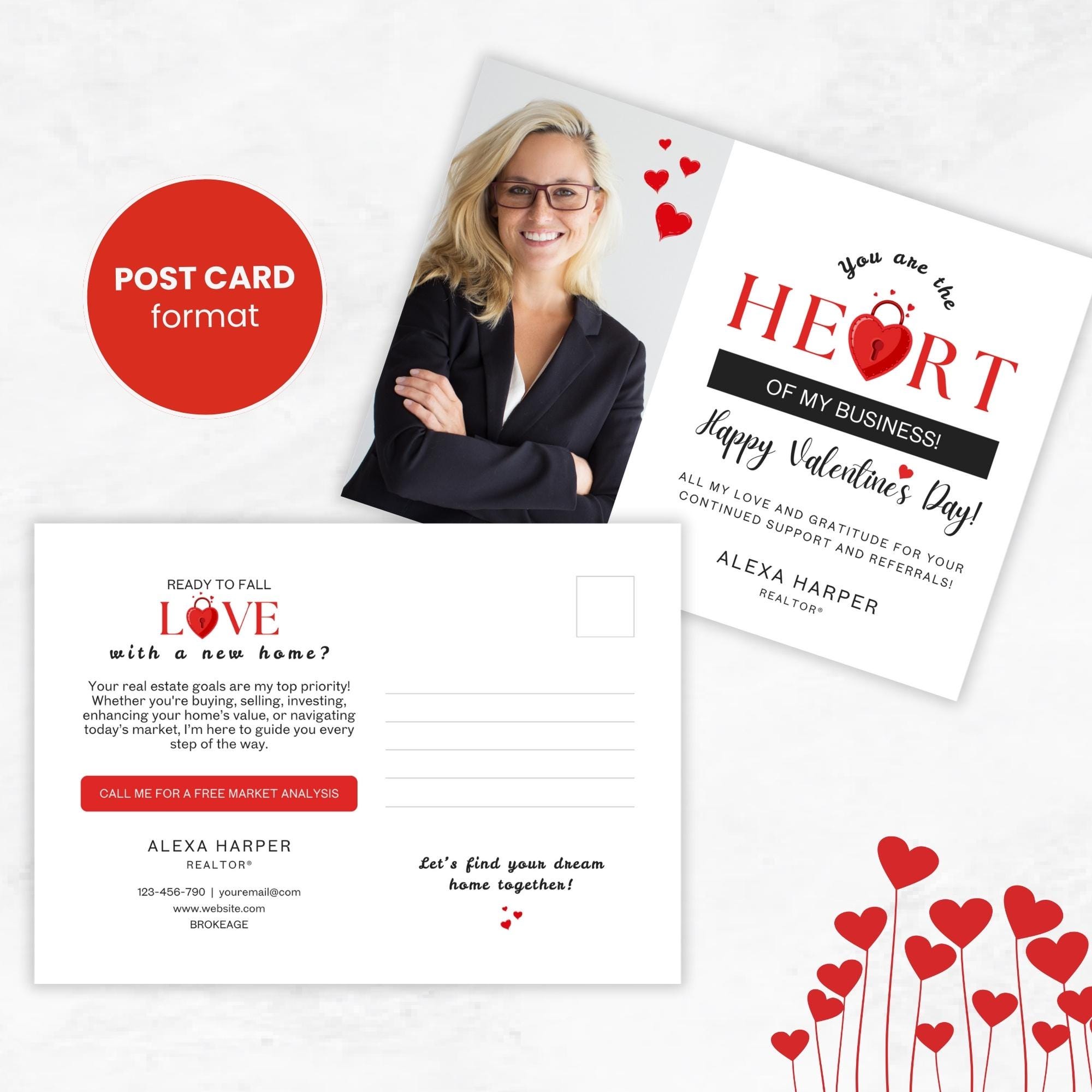 Real Estate Valentines Day Postcard, Agent Valentine Mailer, February ...