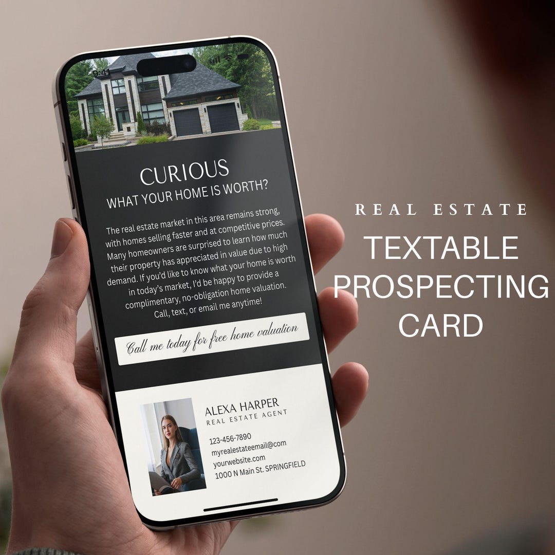 Real Estate Prospecting Textable Card, Realtor Text Message Template ...
