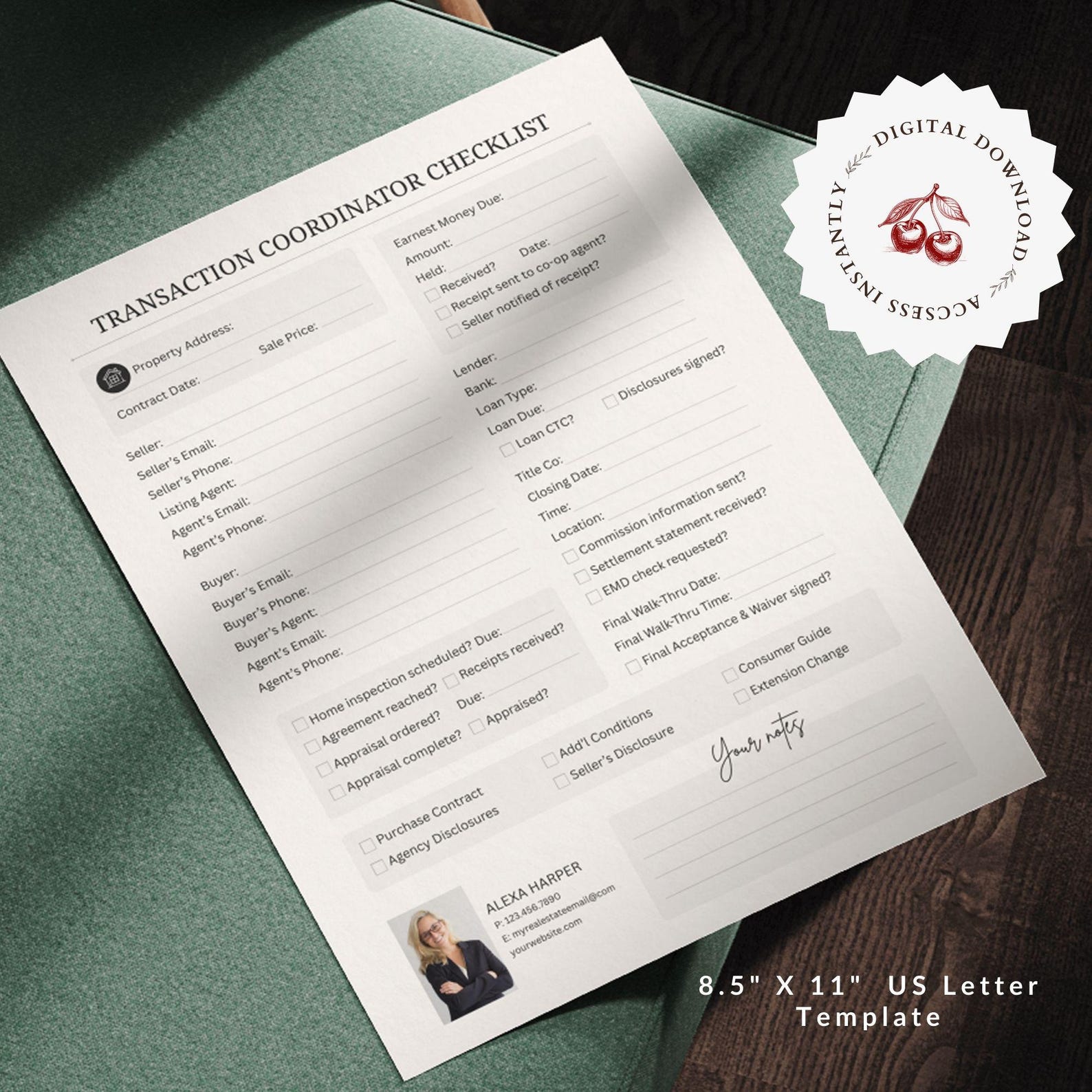 Transaction Coordinator Checklist, Real Estate Agent Form, New Client ...