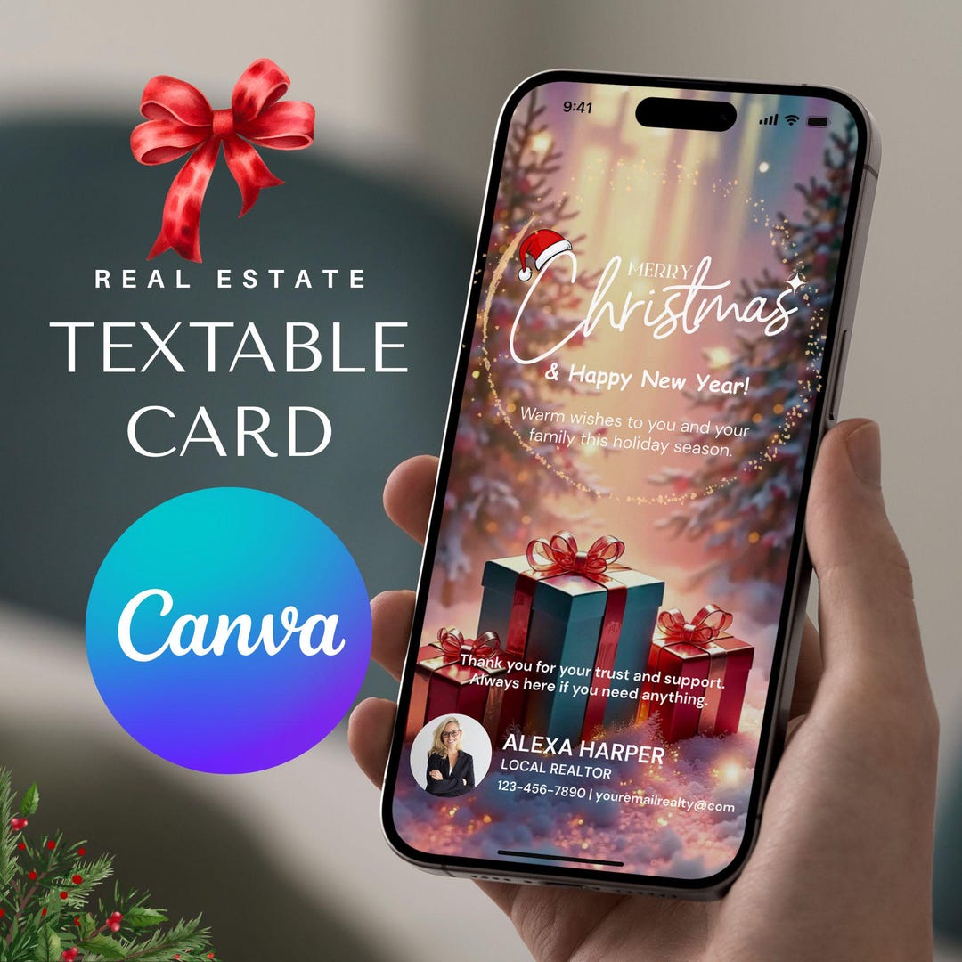 Realtor Christmas Digital Card, Real Estate Text Message Greeting ...