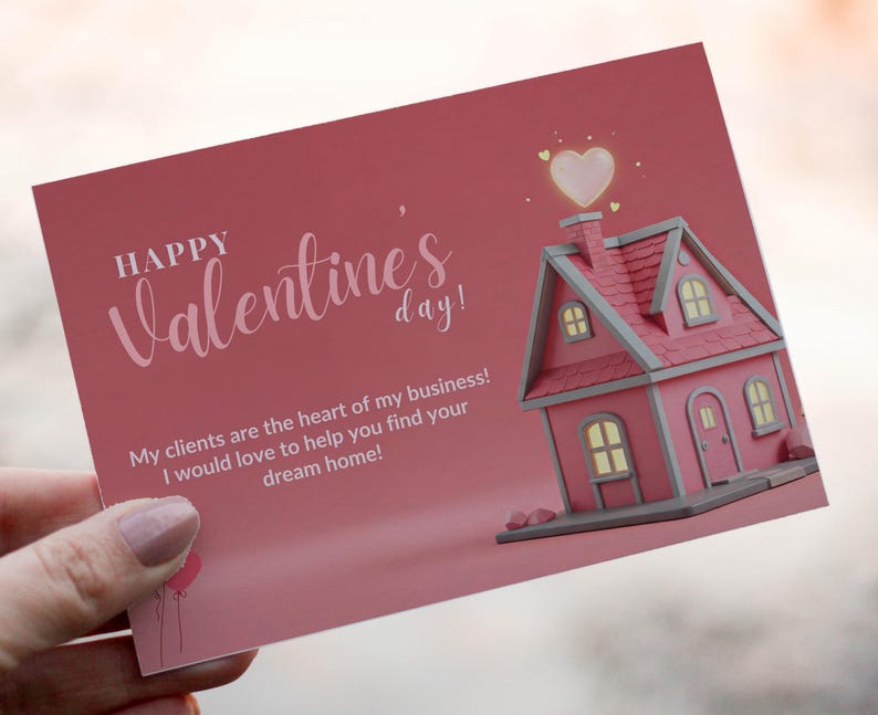 Valentines Day Real Estate Postcard Realtor Pop by Card Real Estate ...