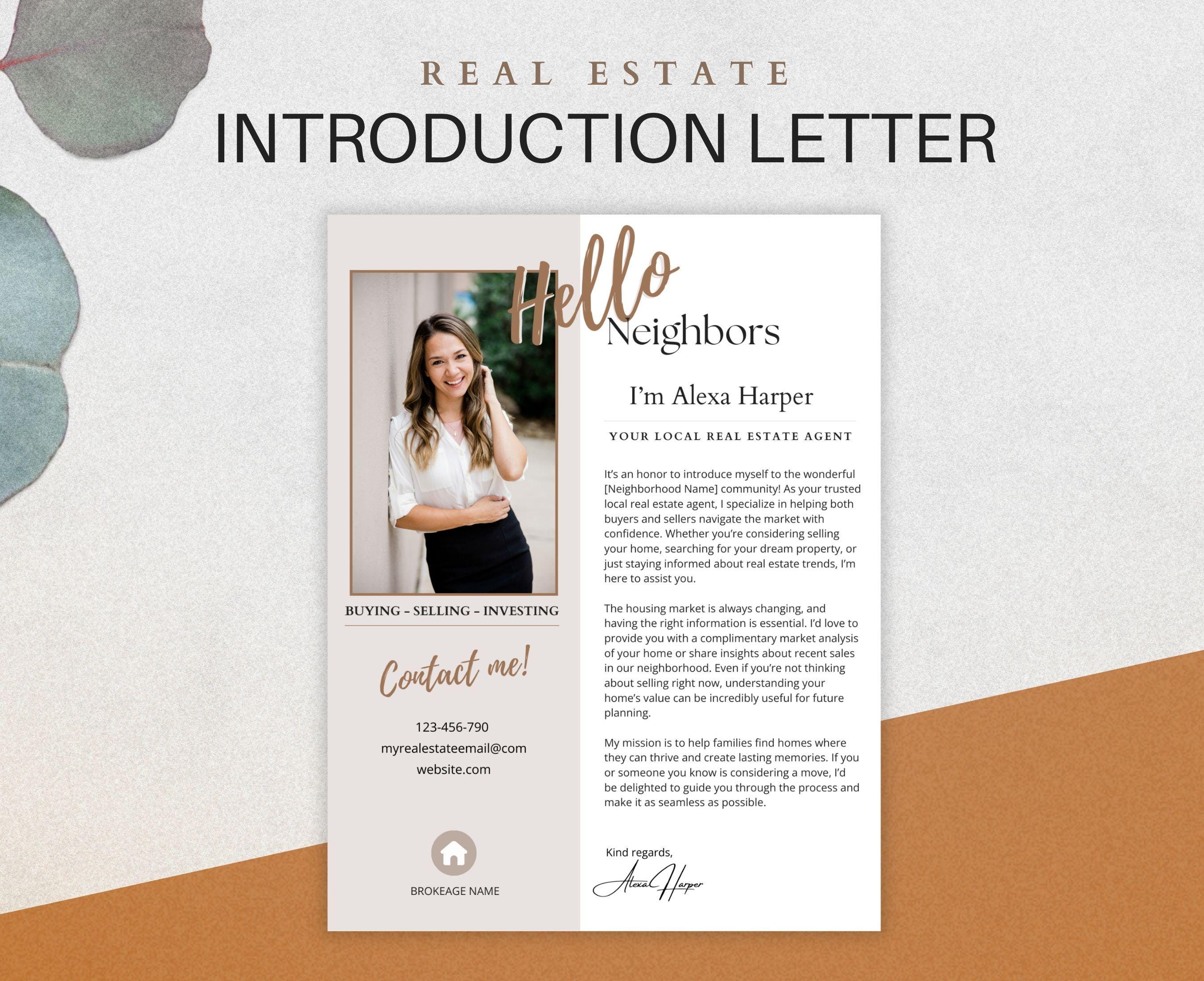 Real Estate Introduction Letter Template Hello Neighbor Letter for New ...