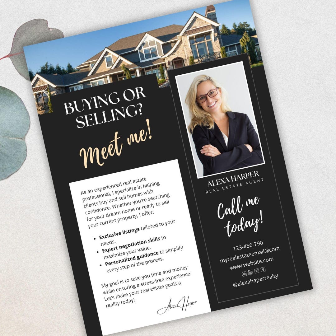 Real Estate Buying or Selling Flyer, Realtor Marketing Flyer, Hello ...
