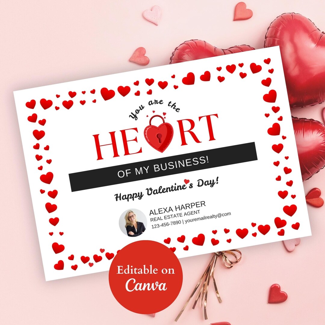 Real Estate Valentines Day Postcard, Agent Valentine Mailer, February ...