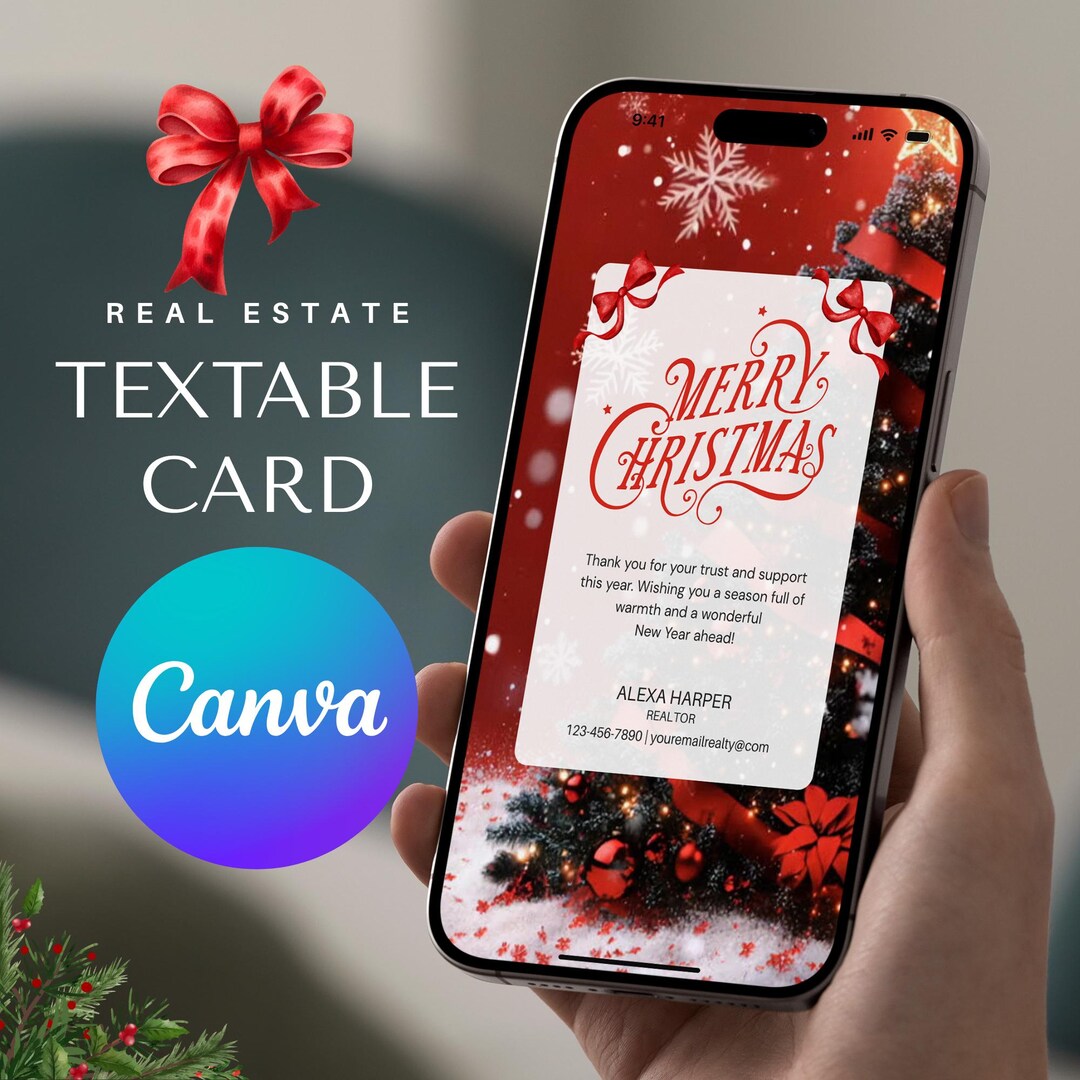 Real Estate Christmas Card, Textable Holiday Message for Clients ...
