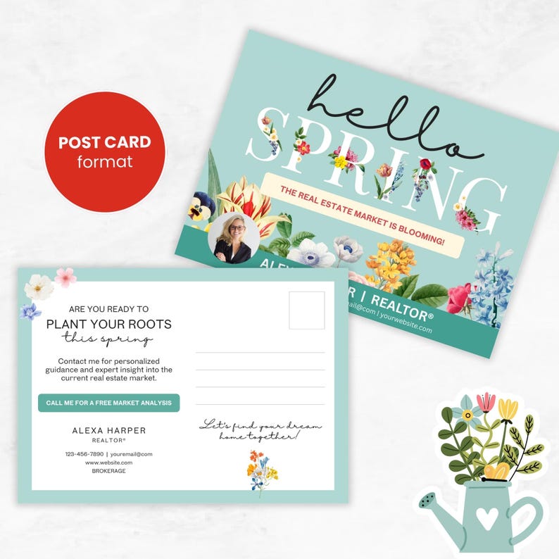 Real Estate Spring Postcard, Hello Spring Realtor Mailer, Farming ...