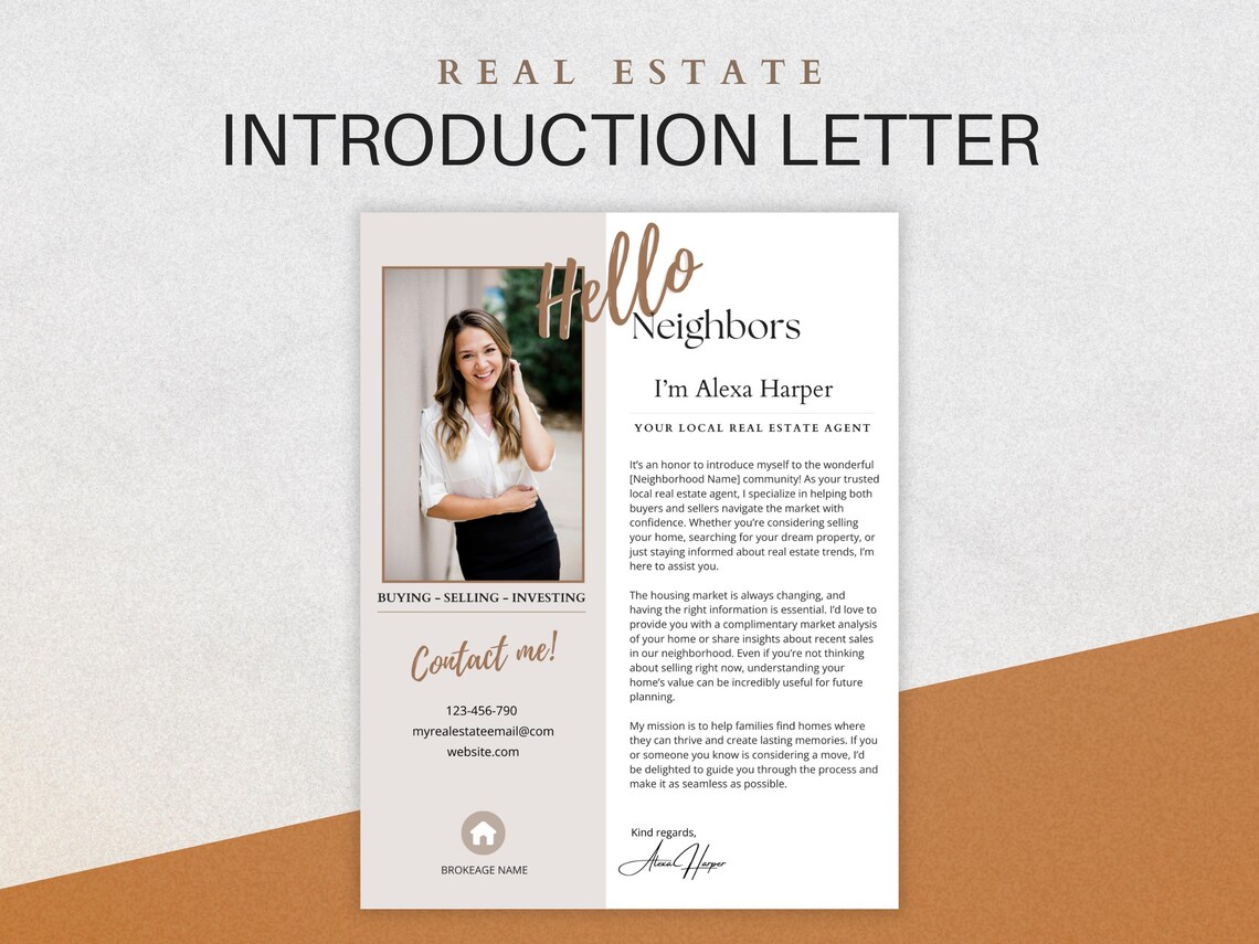 Real Estate Introduction Letter Template Hello Neighbor Letter for New ...