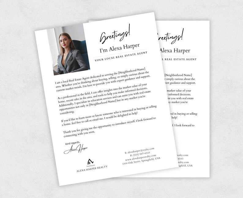 Real Estate Agent Introduction Letter Realtor Introduction Flyer Agent ...