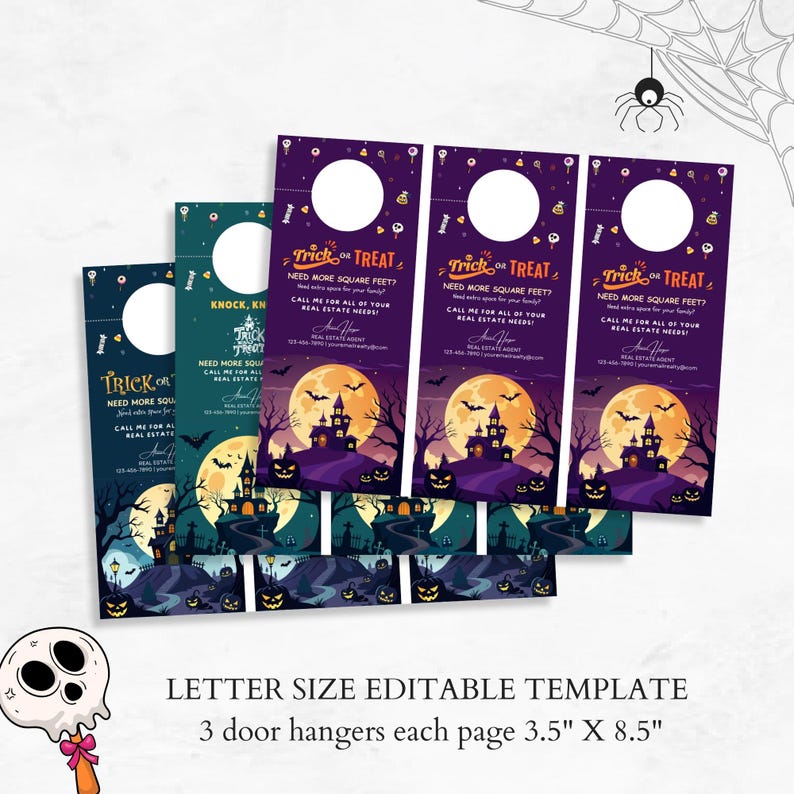 Halloween Realtor Door Hanger Template, Realtor Door Knocking, Trick or ...