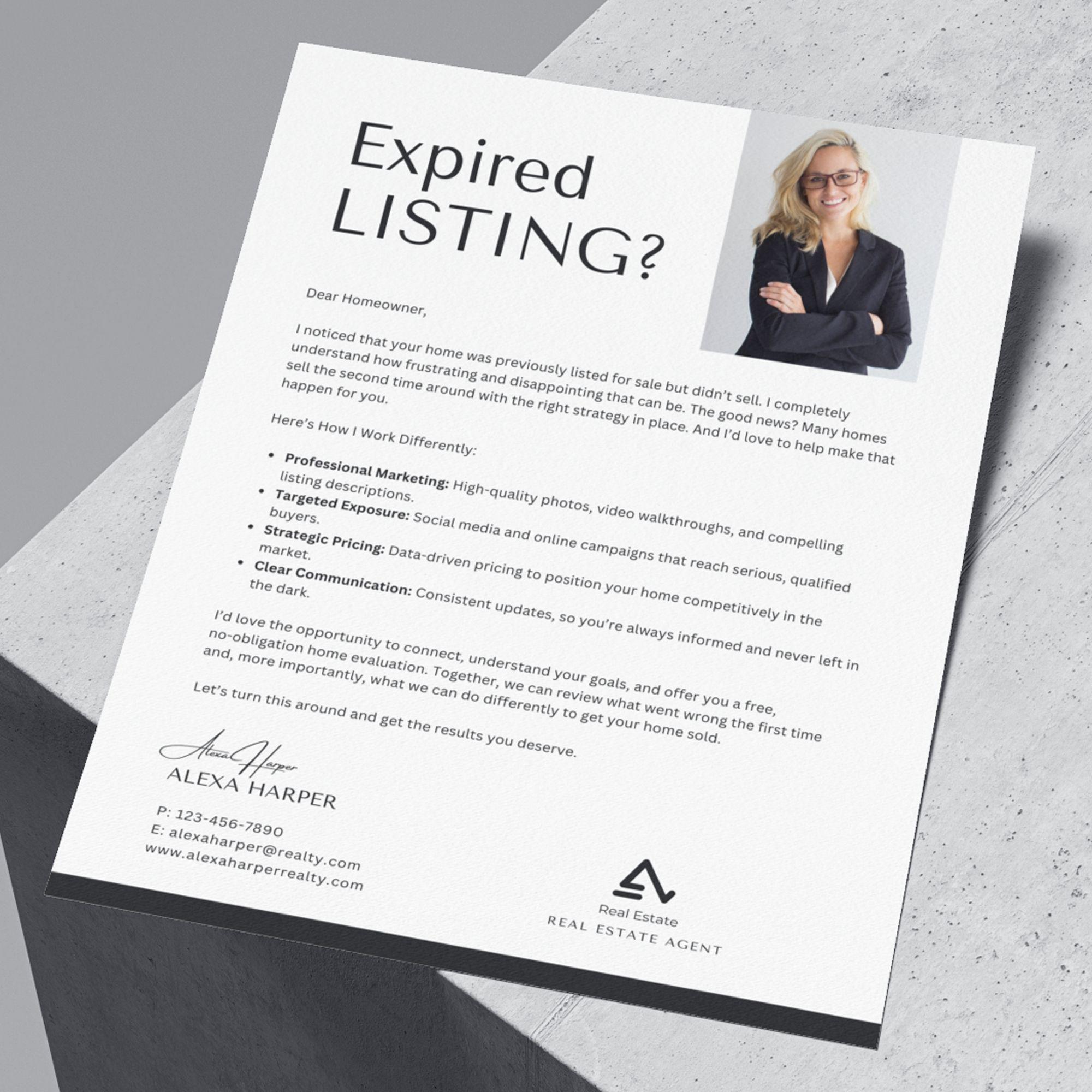 Real Estate Expired Listing Letter, Luxury Real Estate Marketing ...