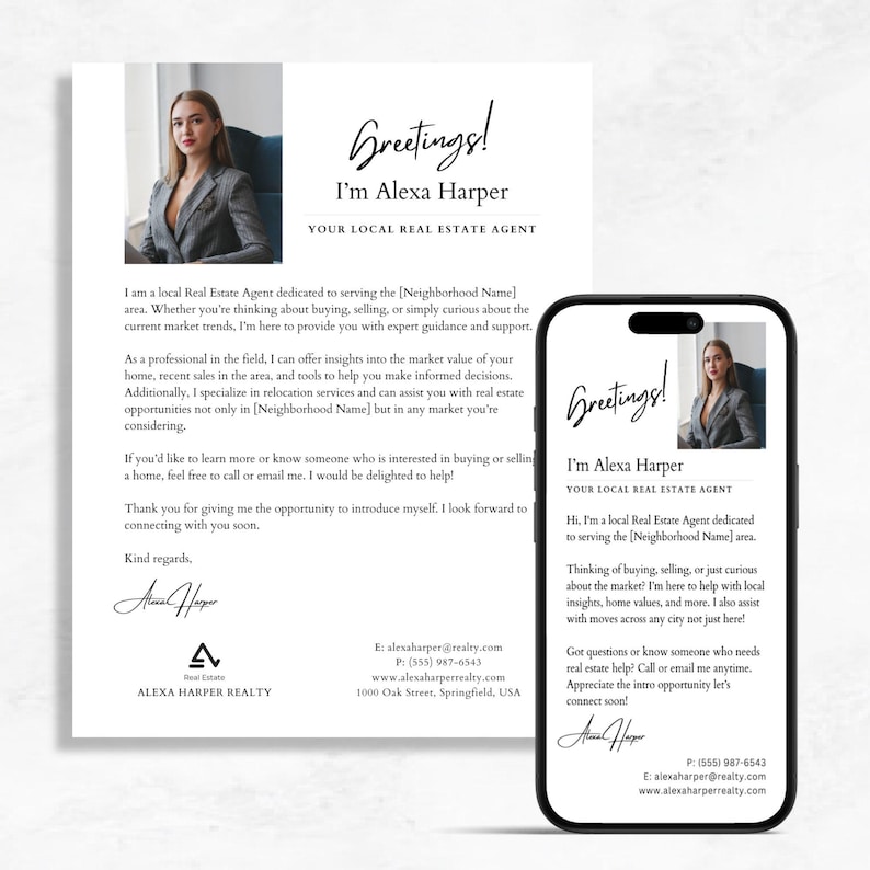 Real Estate Agent Introduction Letter Realtor Introduction Flyer Agent ...