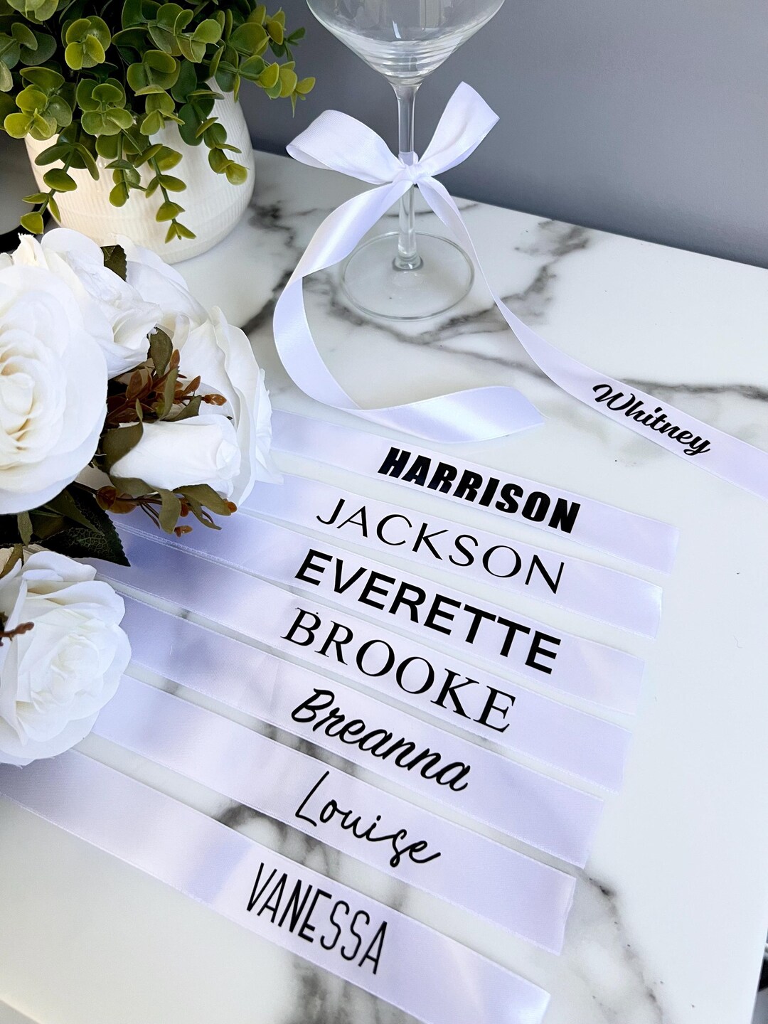 Custom Luxury Satin Ribbon Name Tags for Weddings & Events ...