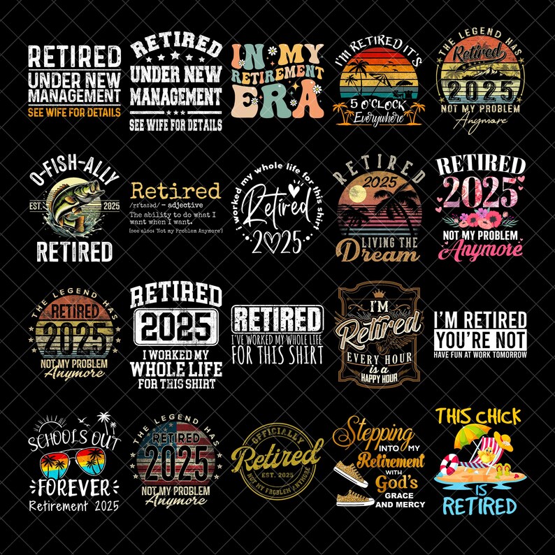 Retirement PNG Bundle, Retirement Clipart, I'm Retired, Sublimation ...