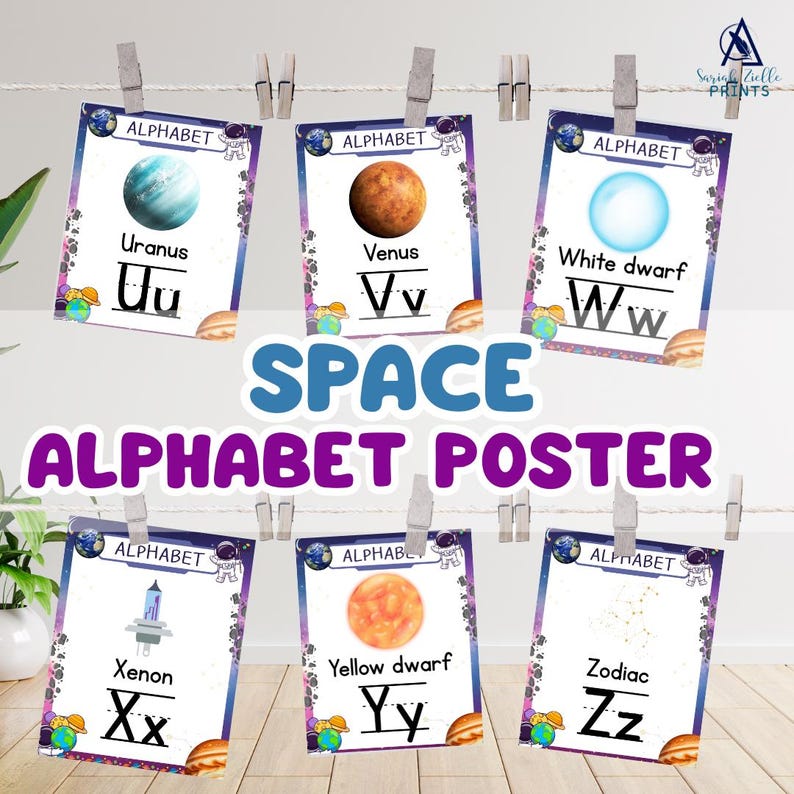 Space Alphabet Posters A-Z: Outer Space ABC Wall Art (PDF & PNG ...