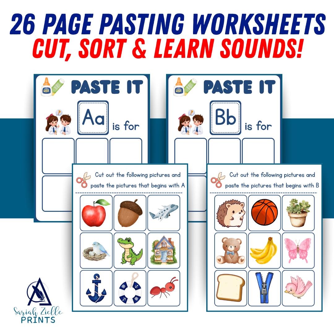 Beginning Sounds Cut & Paste Worksheets – Alphabet Sorting Activity A–Z ...
