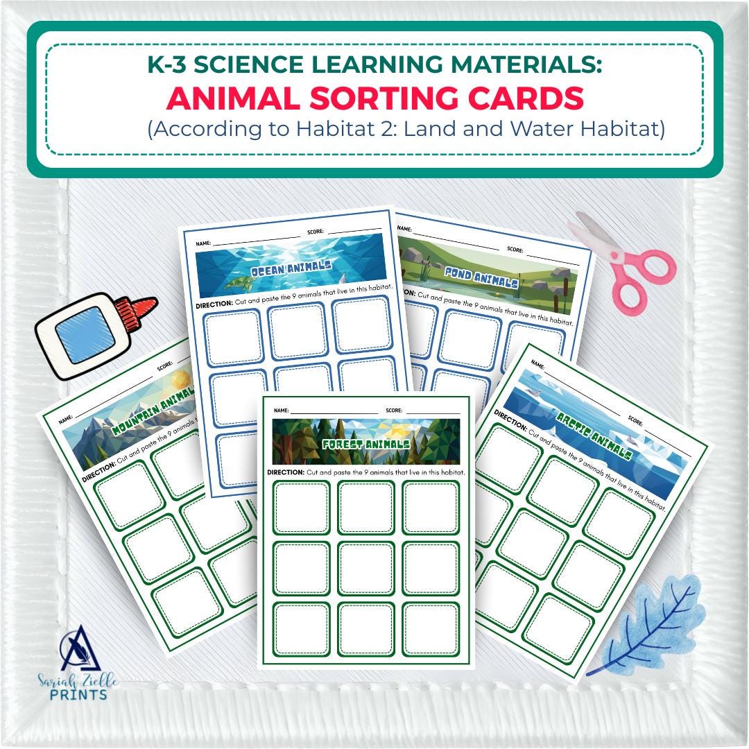 Animal Habitat Sorting Game: Land and Water/aquatic Habitats | K-3 ...