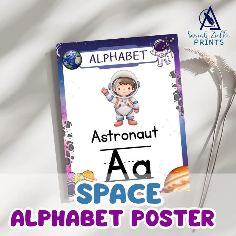 Space Alphabet Posters A-Z: Outer Space ABC Wall Art (PDF & PNG ...
