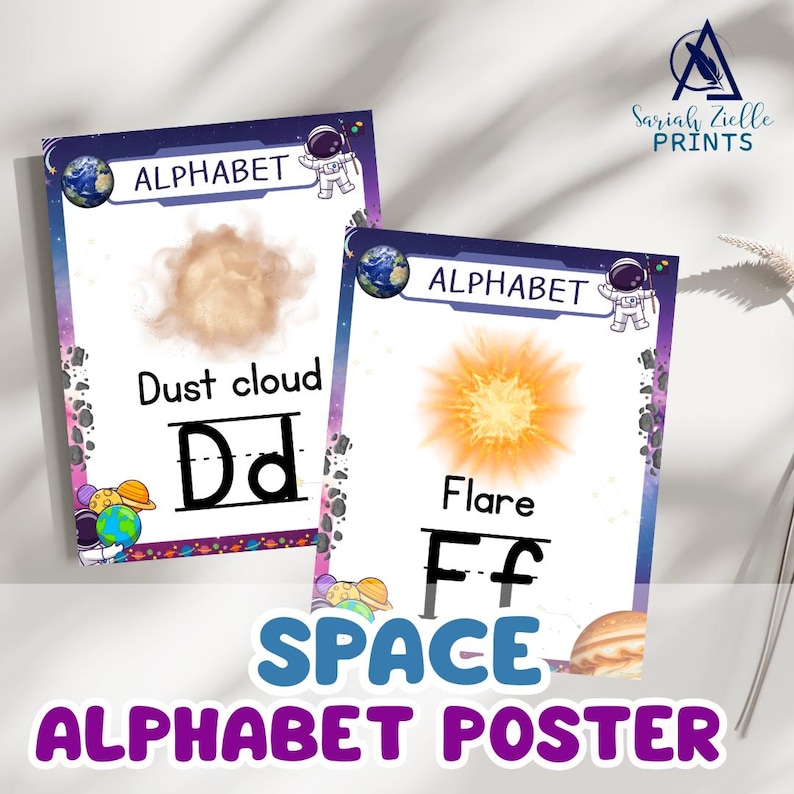 Space Alphabet Posters A-Z: Outer Space ABC Wall Art (PDF & PNG ...
