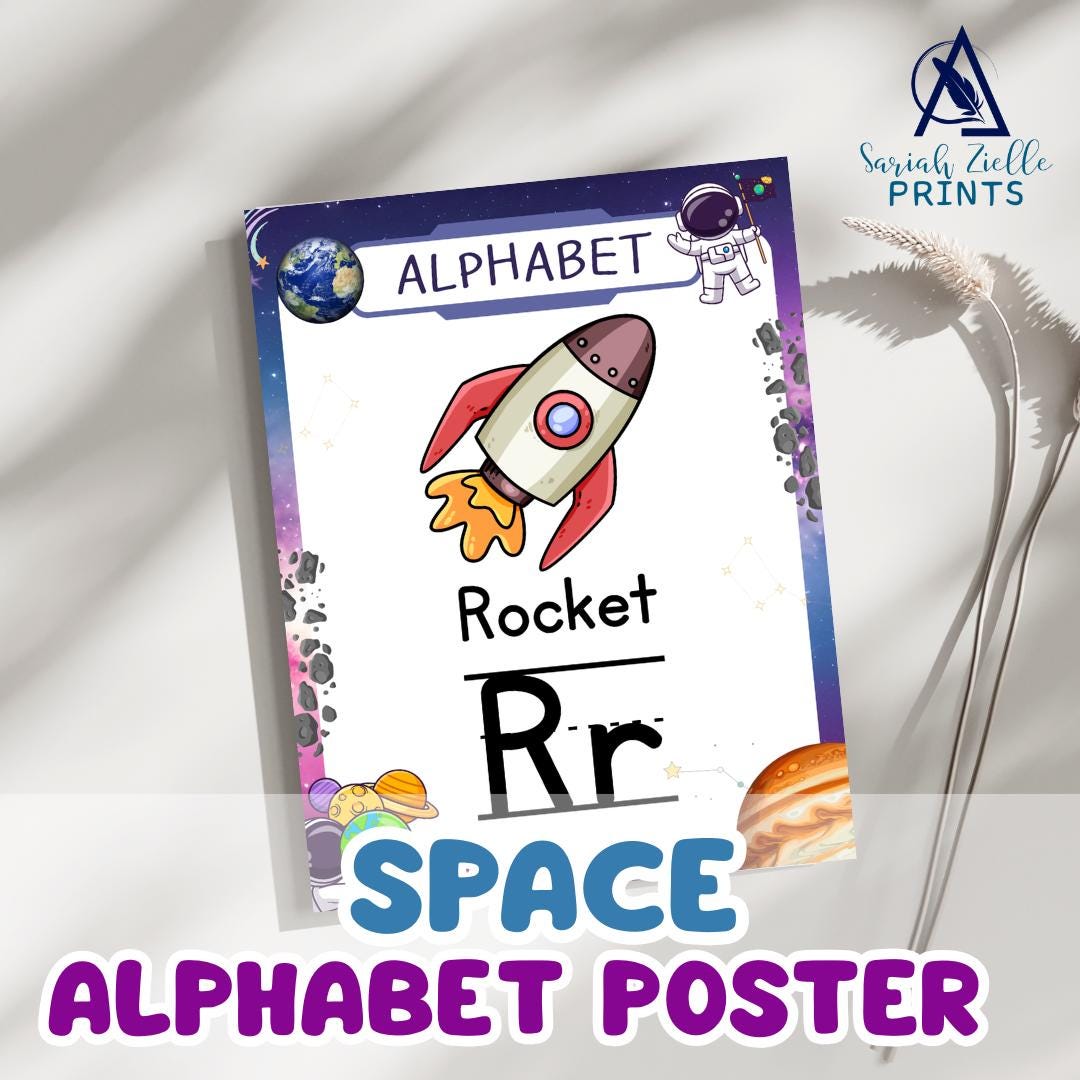 Space Alphabet Posters A-Z: Outer Space ABC Wall Art (PDF & PNG ...