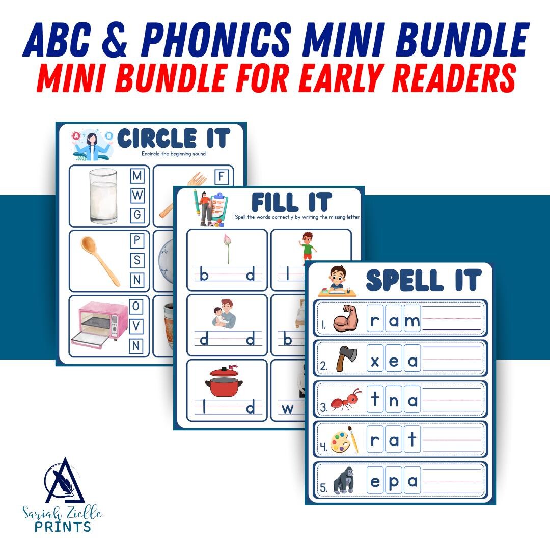 Mini Early Literacy Bundle – ABC Activities, Spelling, Matching ...
