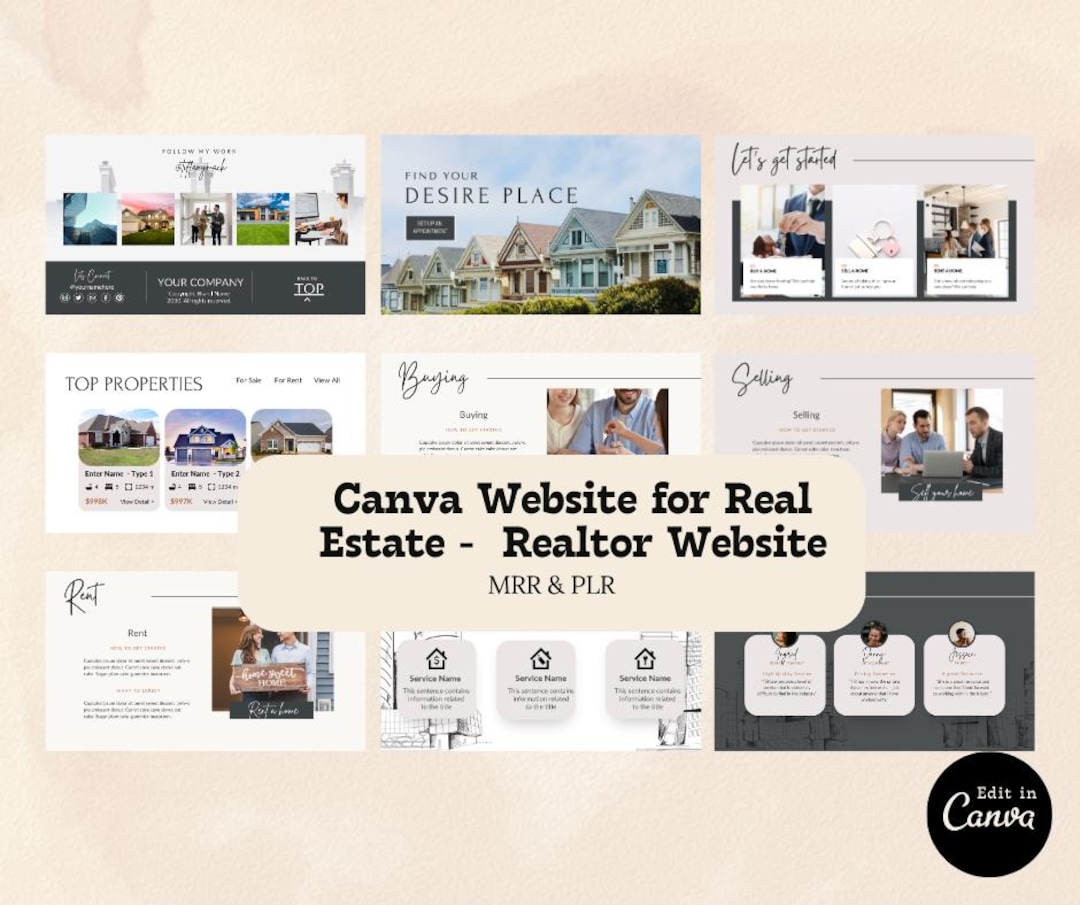 Realtor Website Template | Responsive Canva Design (MRR & PLR) - Etsy