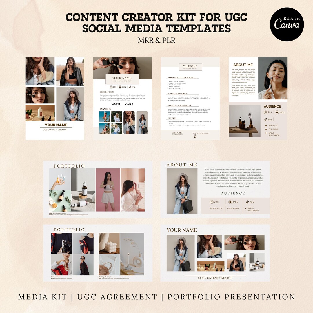 UGC Content Creator Kit | Editable Canva Templates for Influencers ...