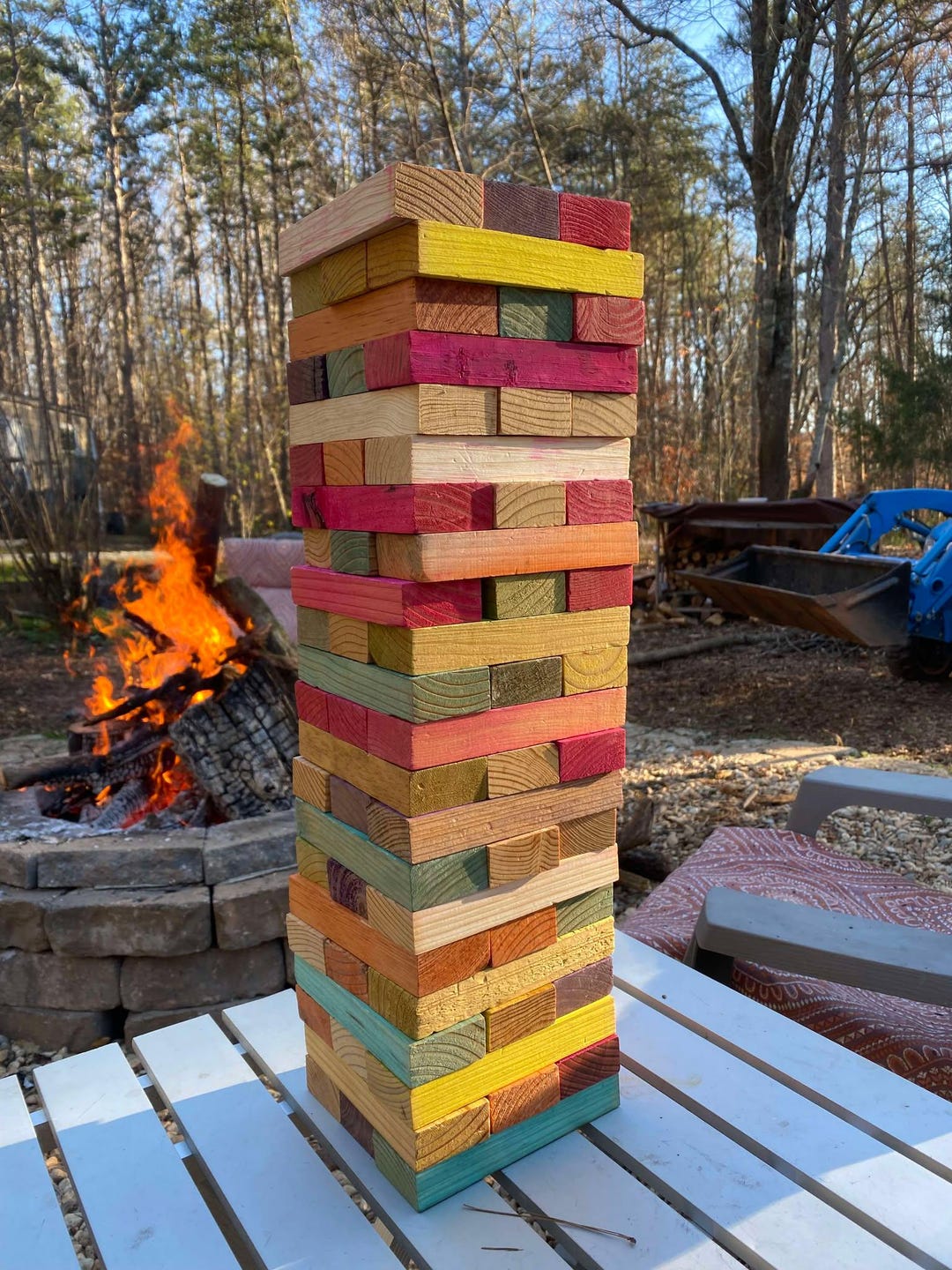 Colorful Wood Tumbling Tower, Board Game, Family Game, Outdoor Game ...