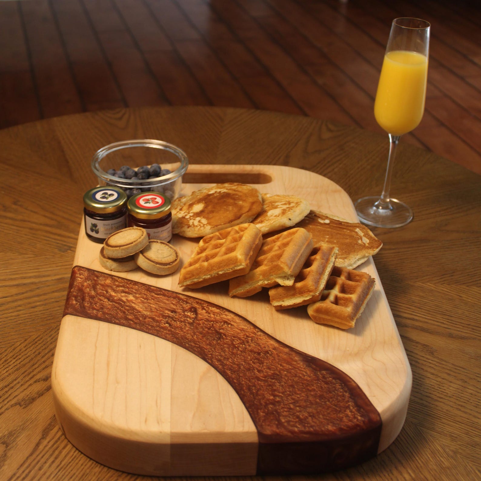 Maple Walnut Breakfast Board Medieval Copper Accent Organic Shape 18x12 ...