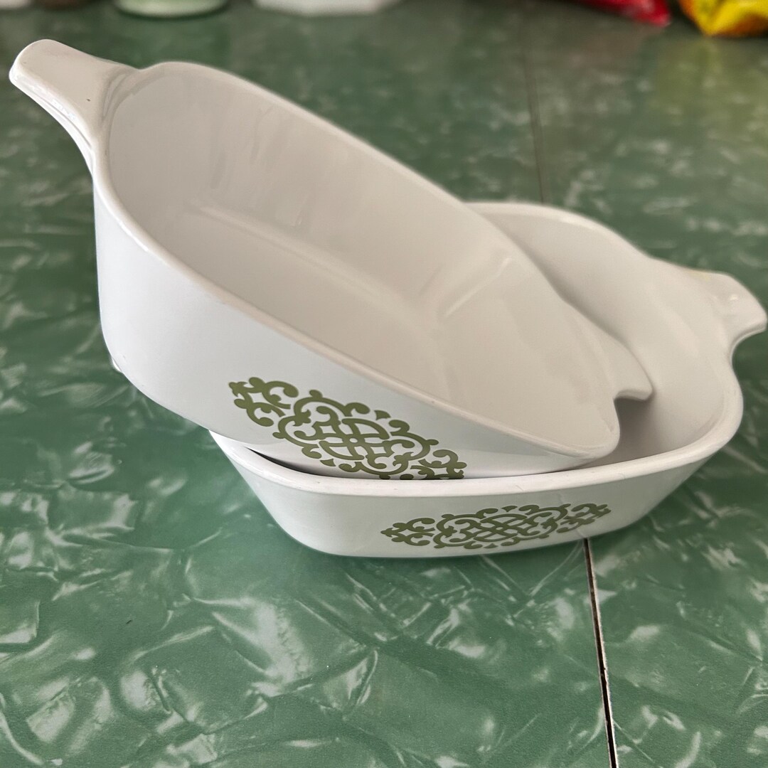 Vintage Corning Ware GREEN MEDALLION P-41-B 1-3/4 Cup Casserole Dish 2 ...