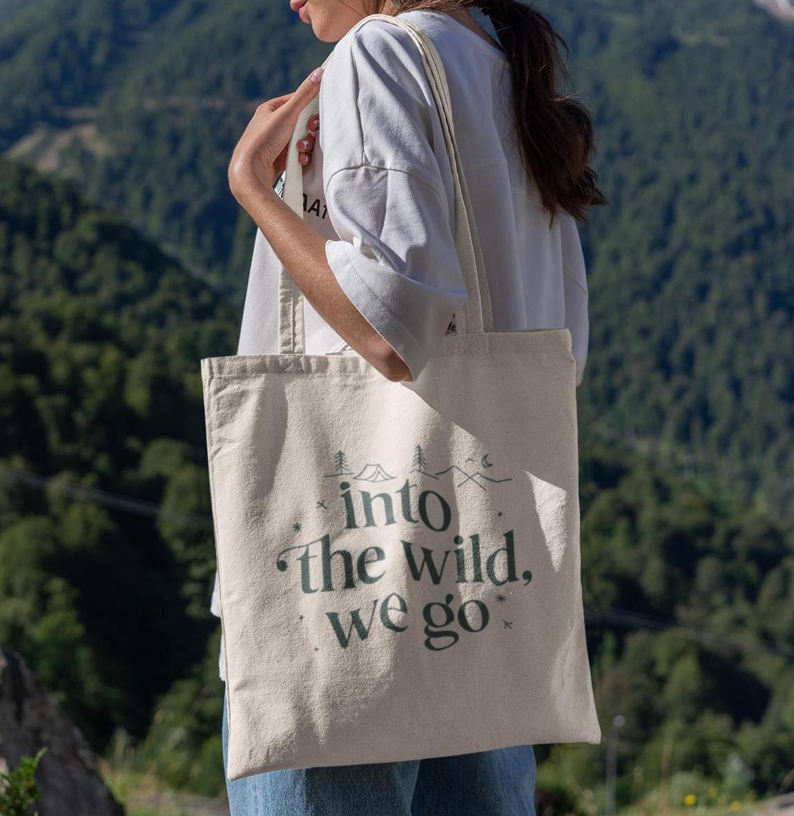 Into the Wild, We Go Tote Bag, Nature Cotton Canvas Tote Bag, Camping ...