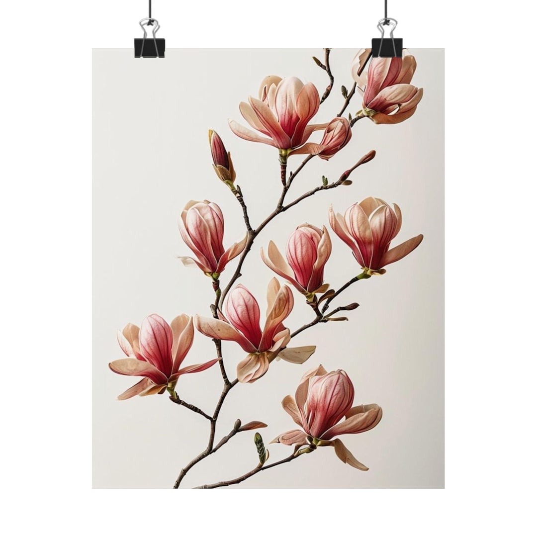 Vintage Flowers Poster, Matte Vertical Posters, Pink Flowers Blooming ...