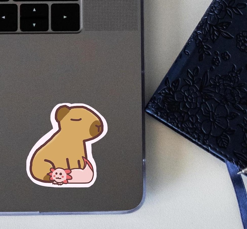 Capybara Axolotl Besties Vinyl Sticker | Cute Animal Stickers - Etsy