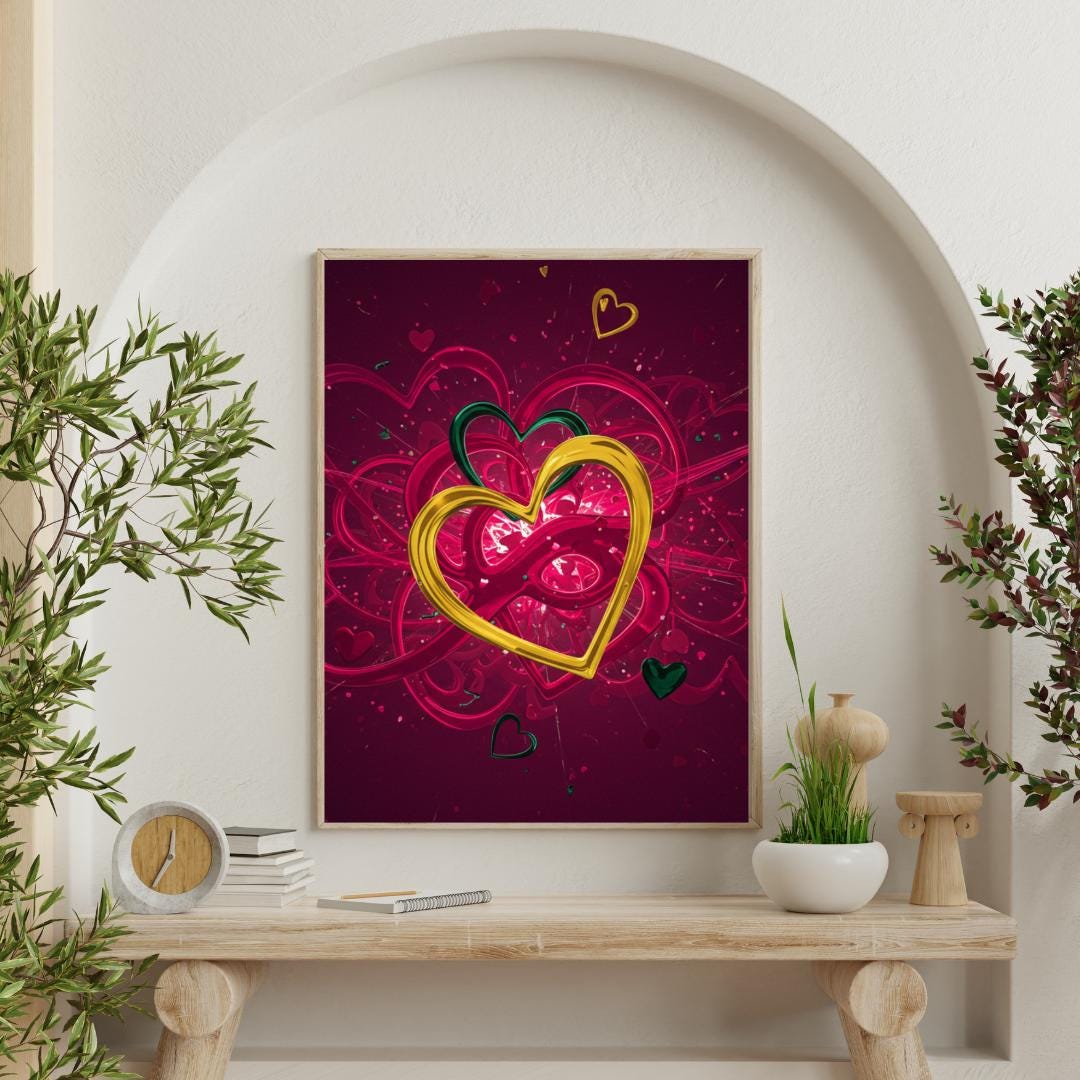 Red Heart Wall Art Heart Shaped Decor Romantic Wall Art Heart Canvas ...