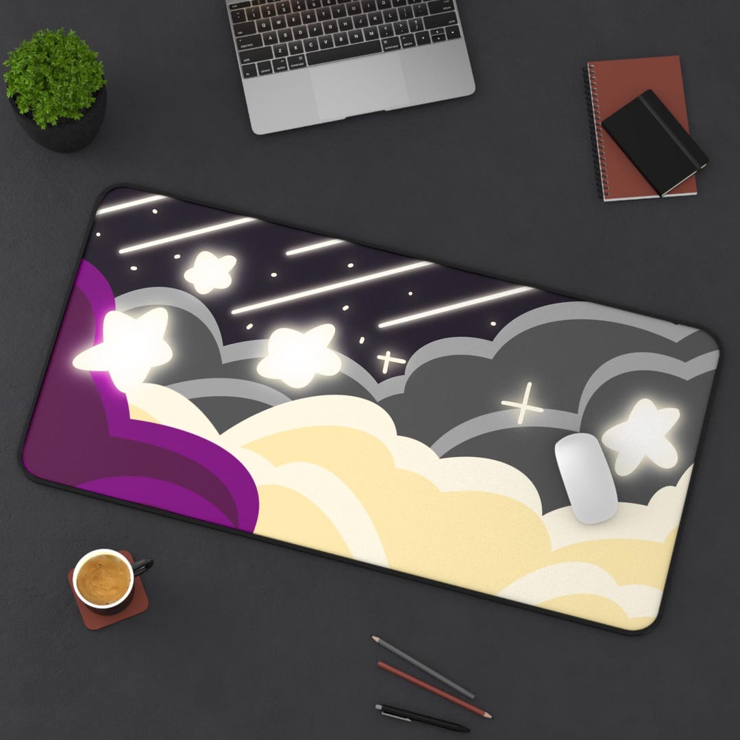Asexual Pride Desk Mat, Cosmic Clouds Shooting Stars Design - Etsy