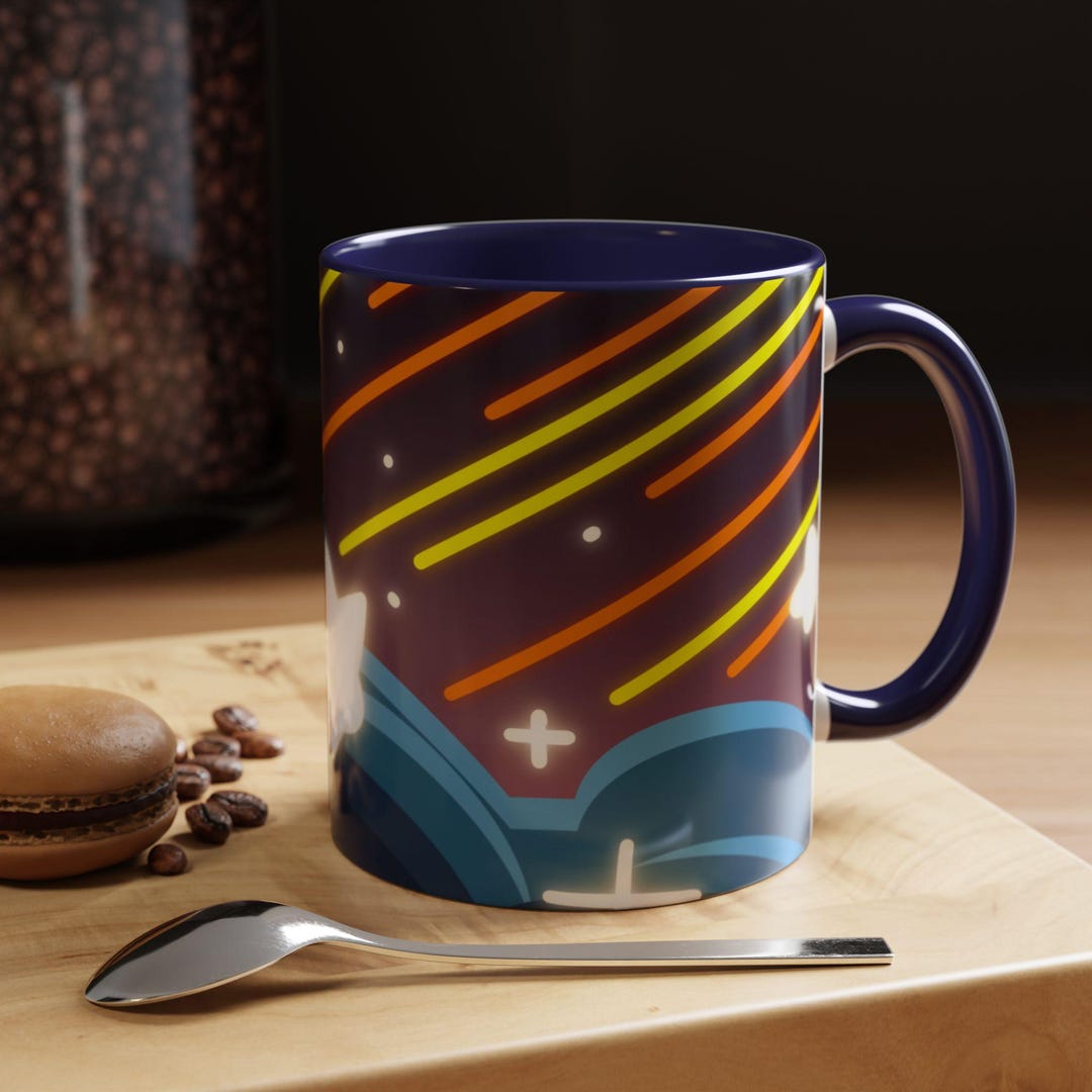 Coffee Mug, Aroace Pride Design, Shooting Stars, Bright Colorful Tea ...