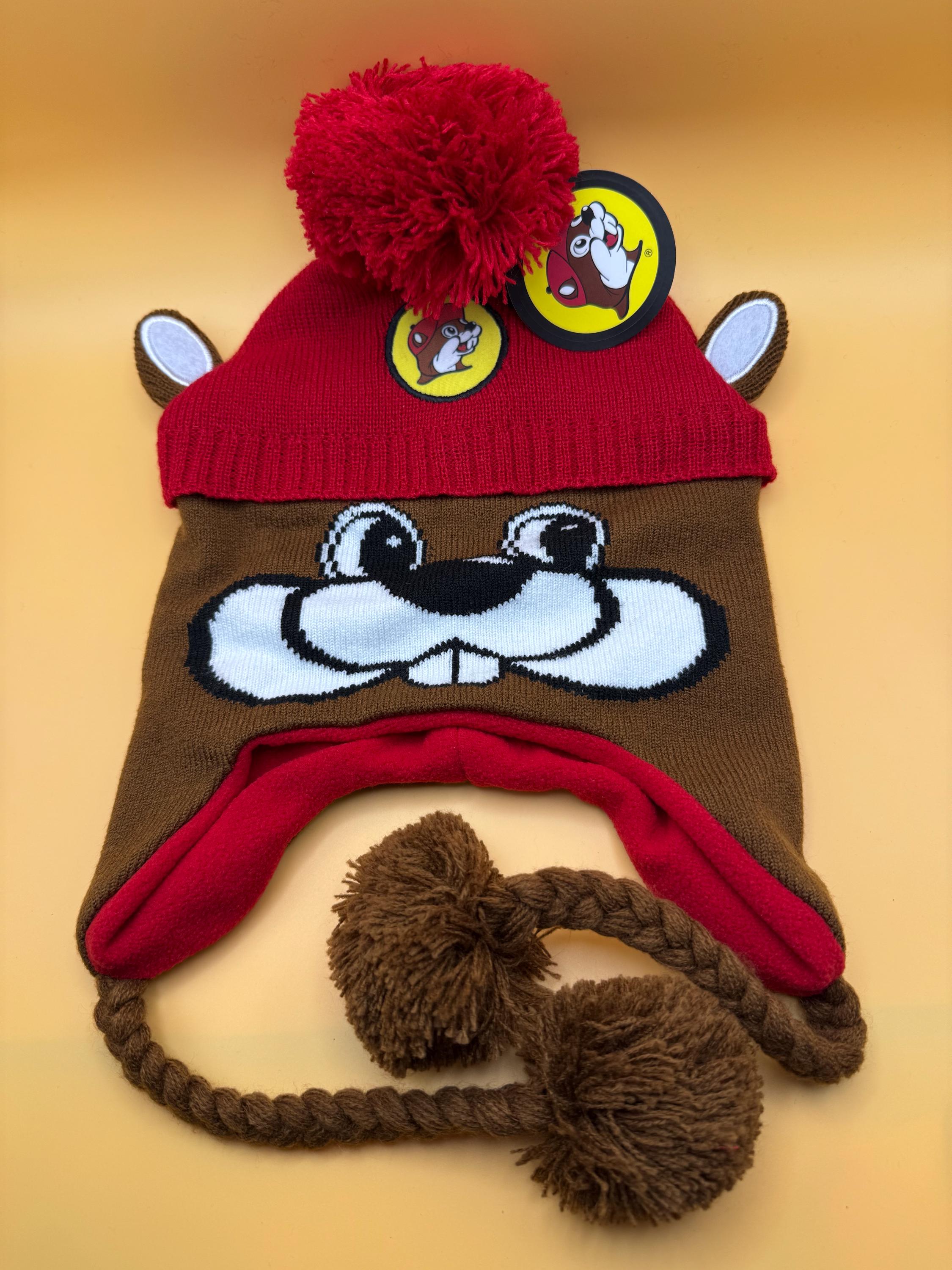 BUC-EE’S Beaver Face Earflap Knit Beanie Youth One Size and Adult Sizes ...