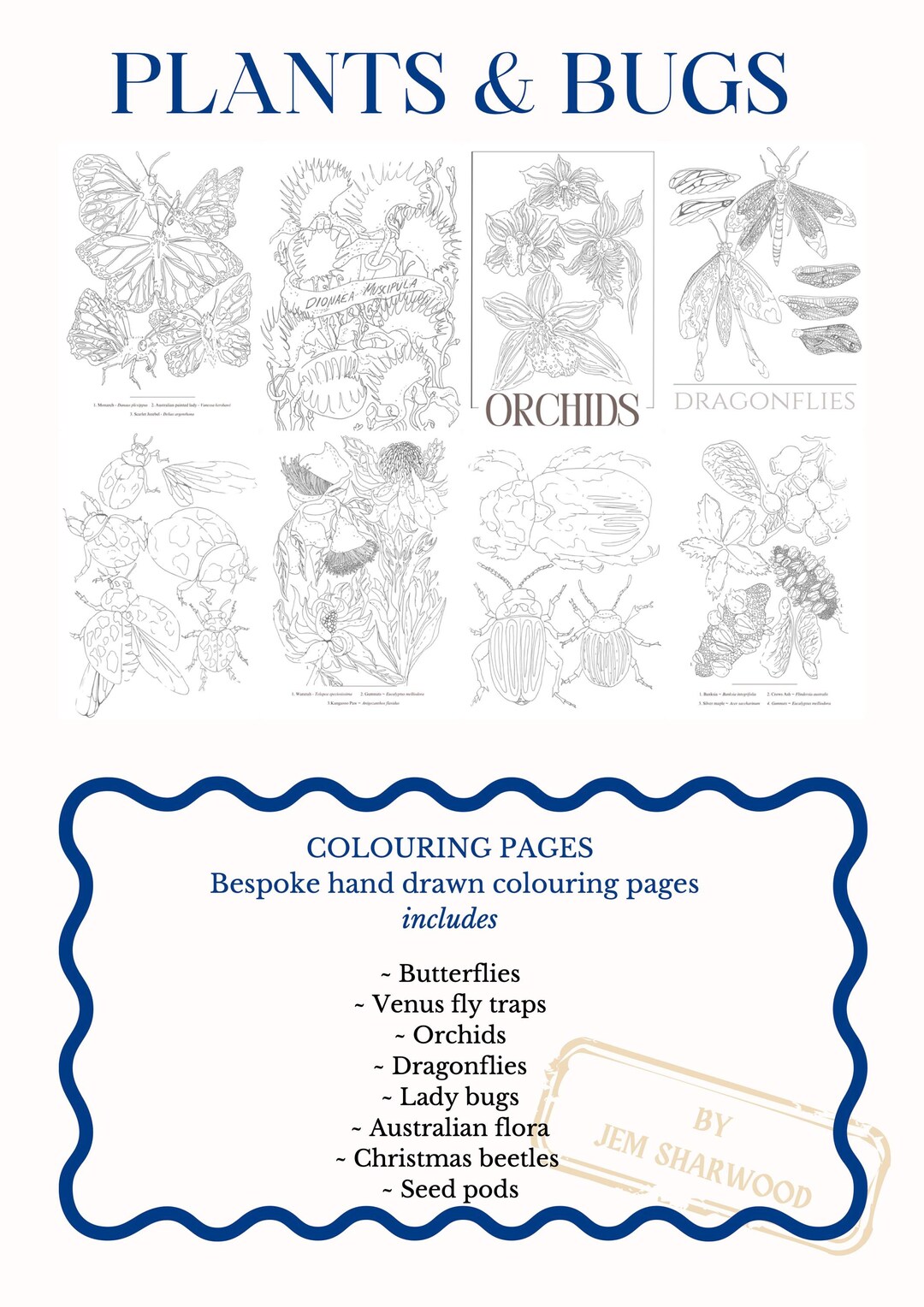Plants and Bugs Colouring Pages DIGITAL DOWNLOAD - Etsy