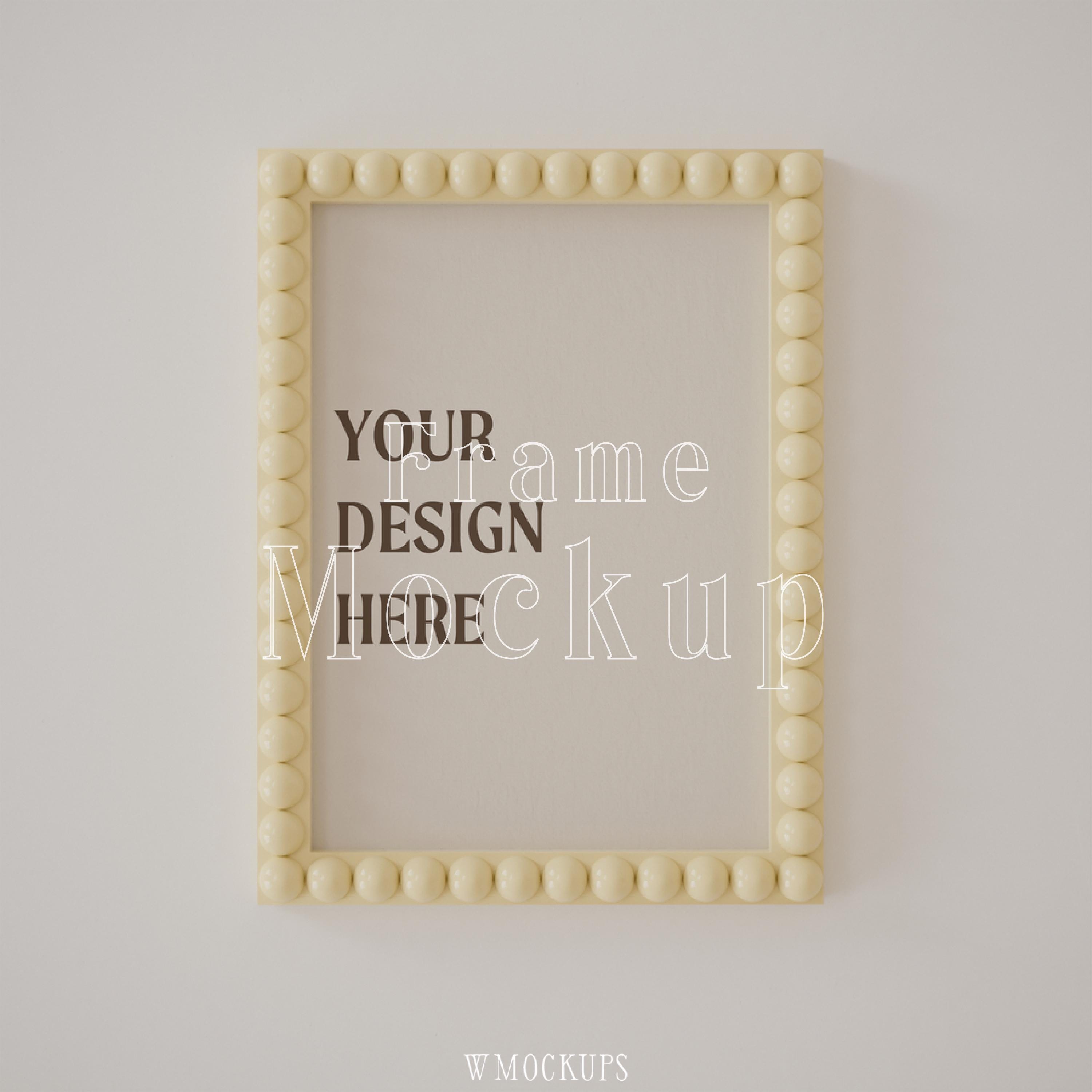 Butter Yellow Bobbin Beads Frame Mockup, A Ratio, Vertical Frame ...