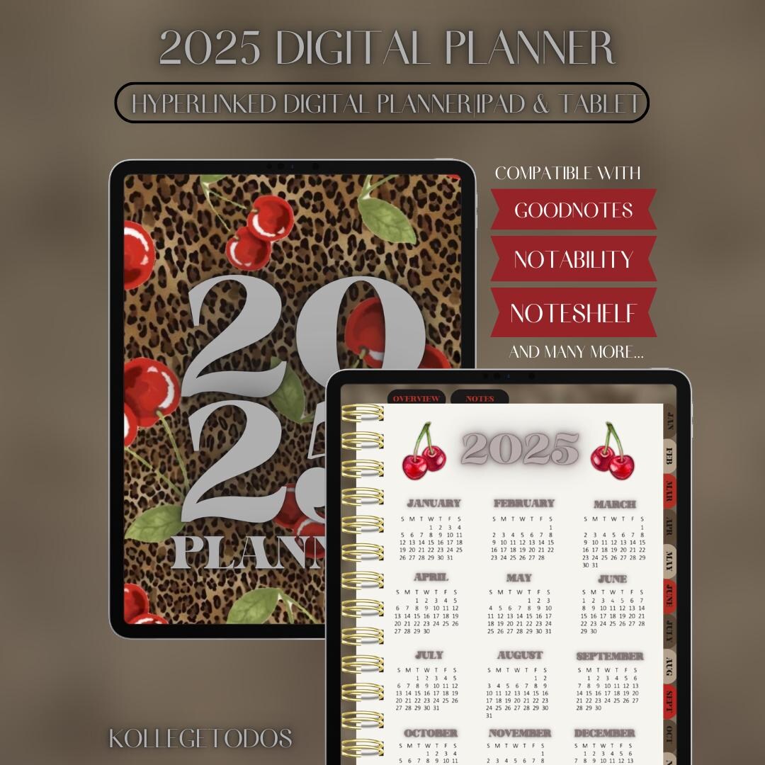 2025 Digital Planner | Leopard Print Style, Letter Size, iPad and ...