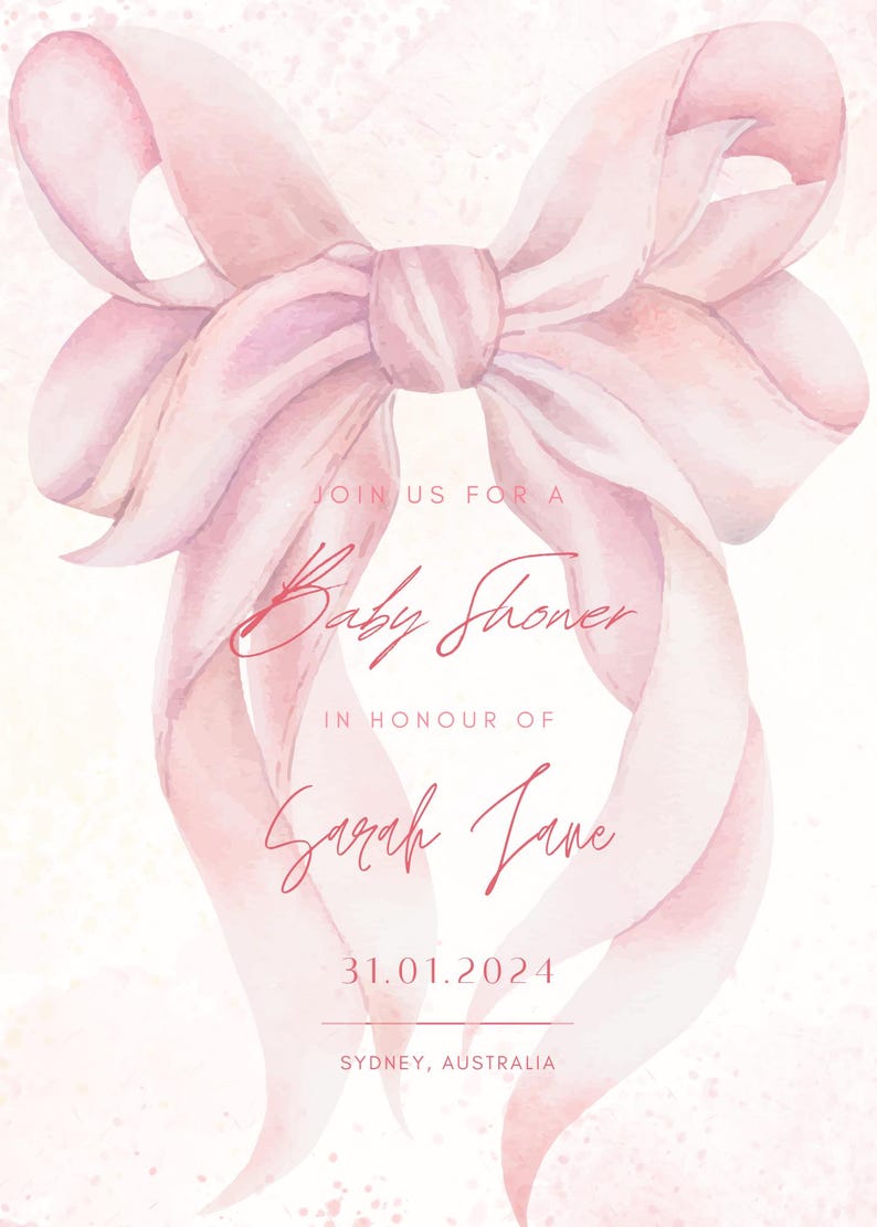 Pink Bow Themed Invitation - Etsy