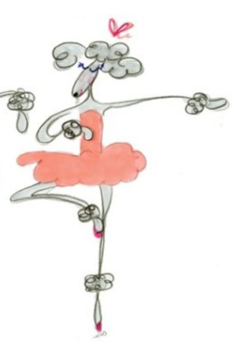 Poodle Ballerinas Art-8"x10" Print-2 Grey Poodle Dancers-coral Tutus ...