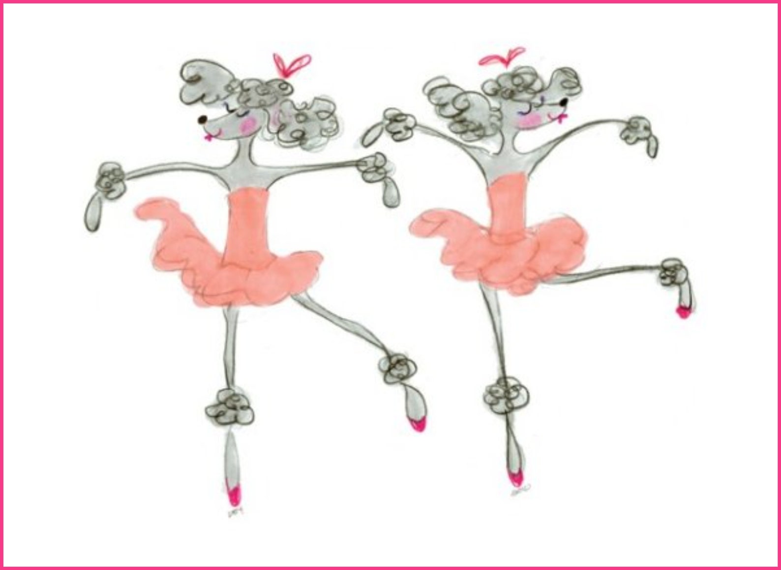 Poodle Dog Art-8"x10" Print-illustration-drawing-2 Grey Poodle ...